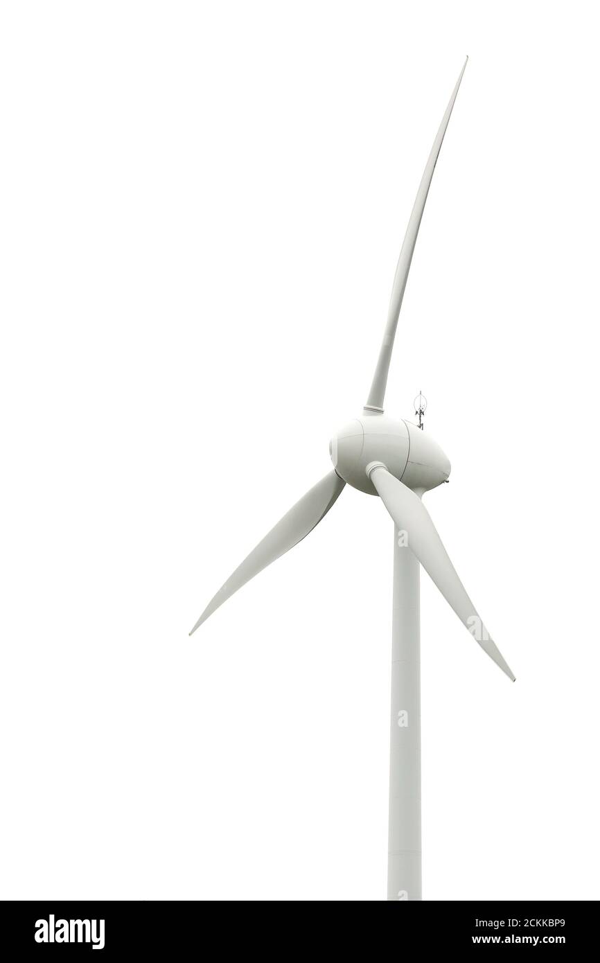 Wind turbines on a white background Stock Photo - Alamy