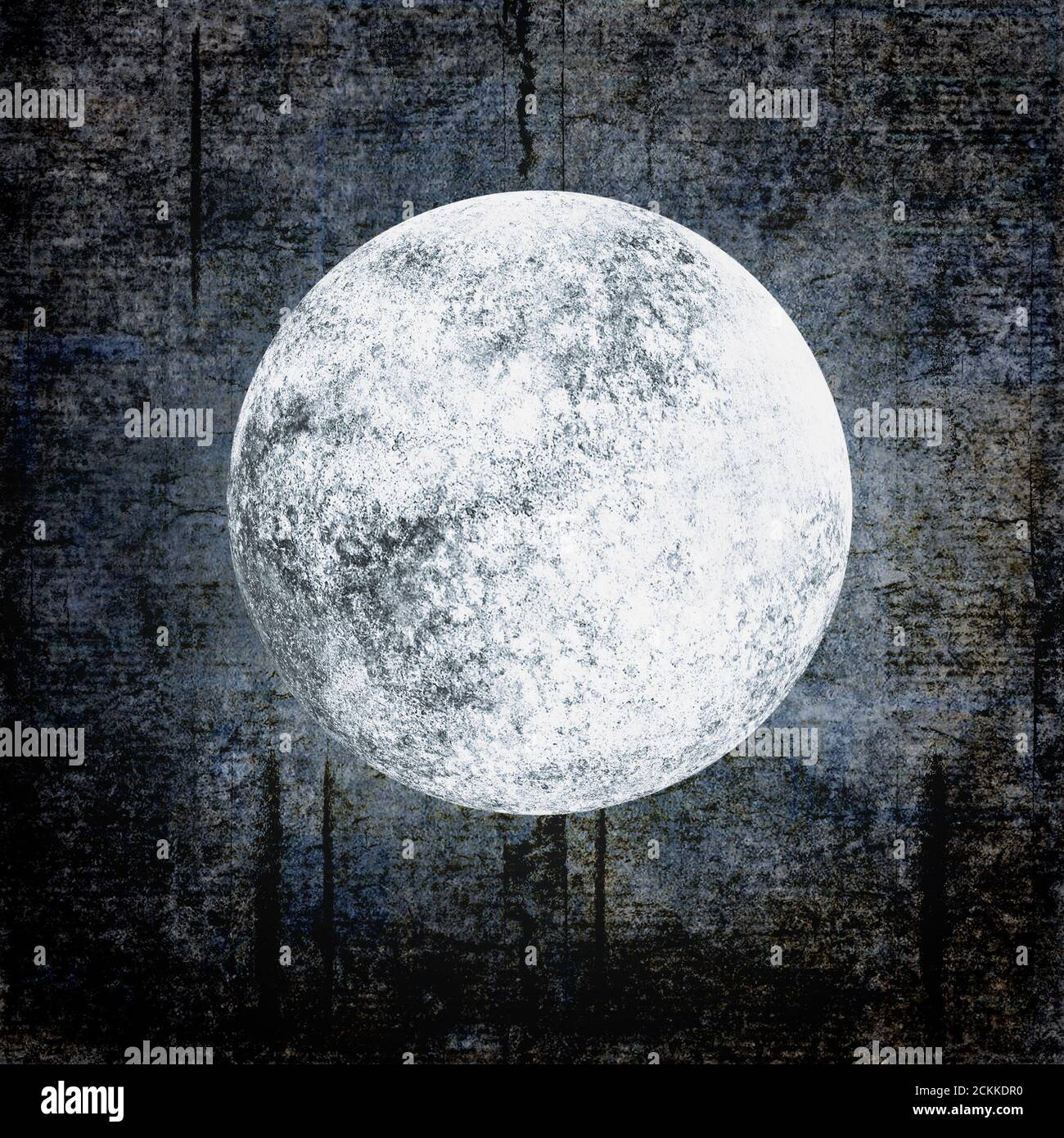 Halloween grunge background with full moon on dark spooky night cloudy ...