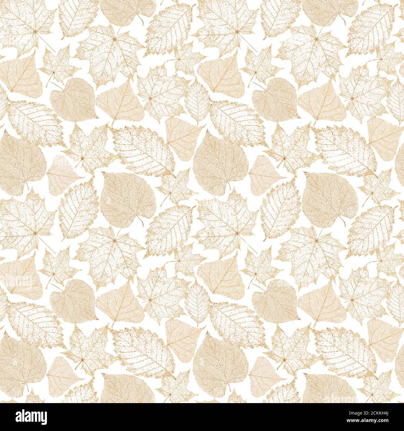 Autumn fairy abstract glitter transparent gold leaf skeleton seamless ...