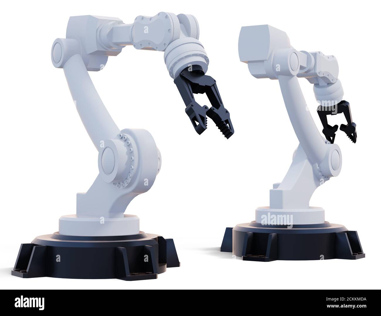 3d rendering white robotic arm with blank space on white background ...