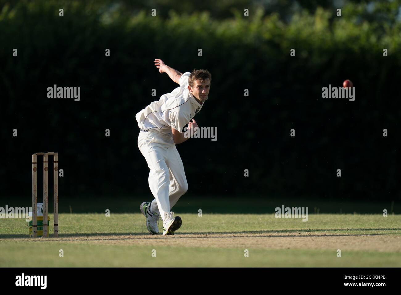 Man bowling in village cricket hi-res stock photography and images - Alamy