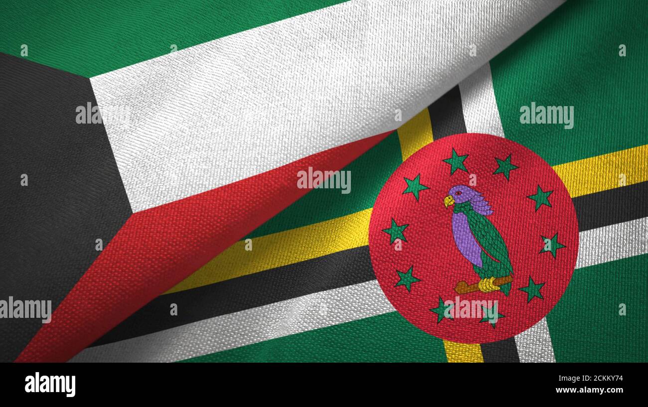 Kuwait and Dominica two flags textile cloth, fabric texture Stock Photo ...