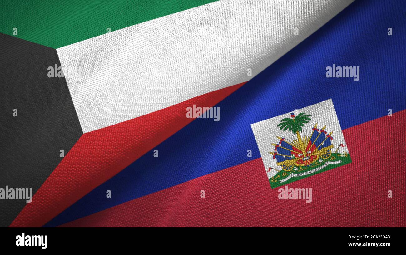 Kuwait and Haiti two flags textile cloth, fabric texture Stock Photo ...