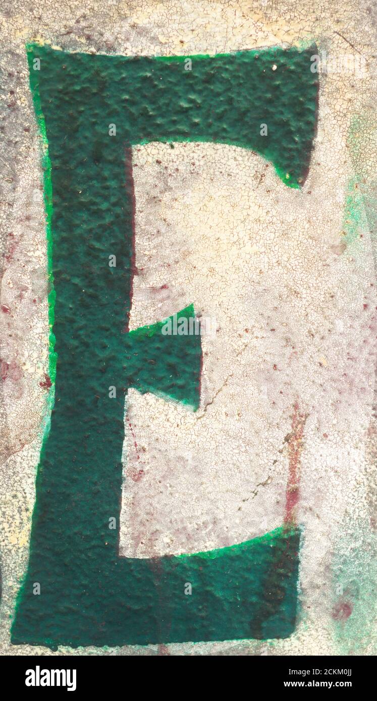 Found old, faded, worn alpha numeric individual characters A to Z , 0 ...