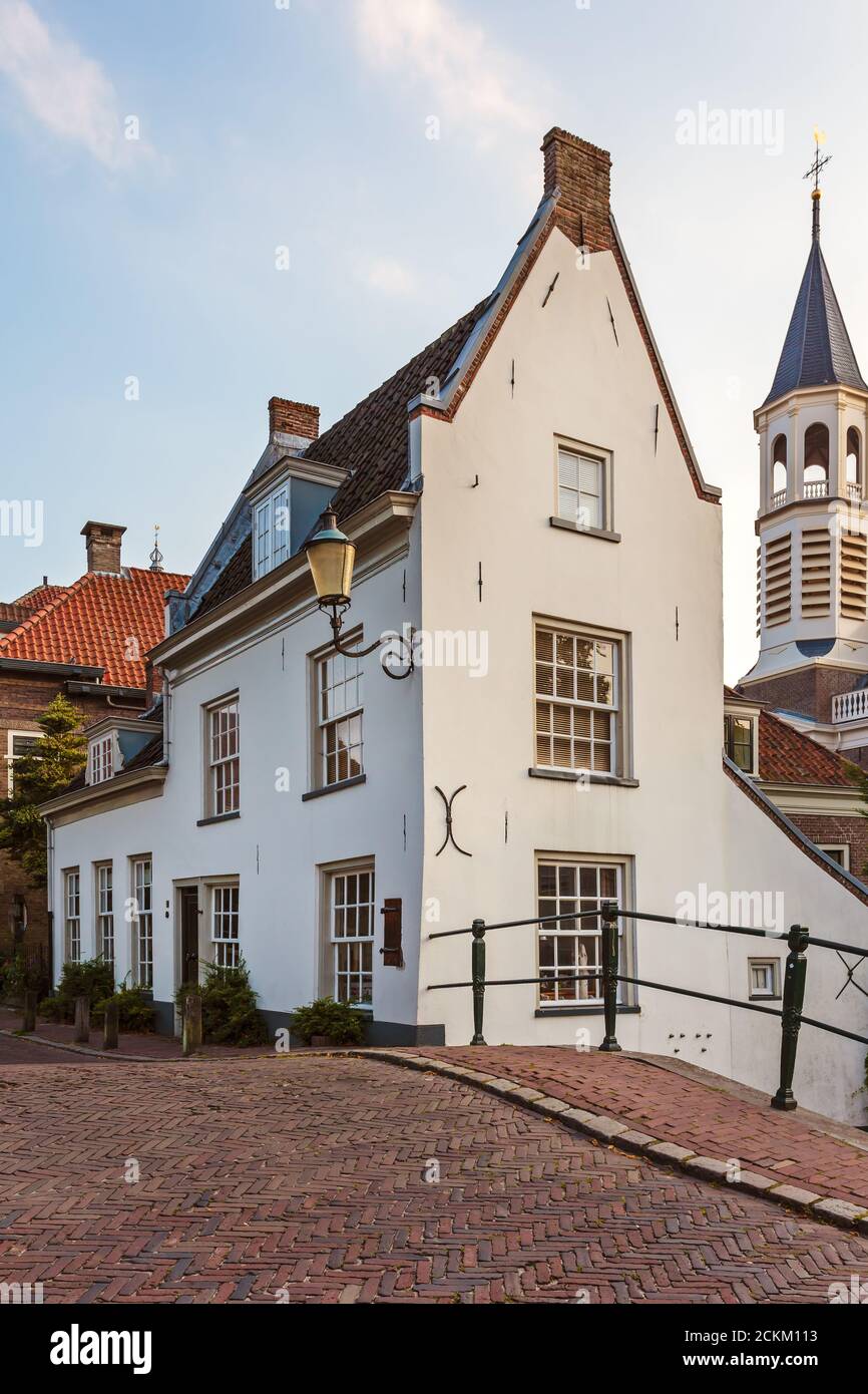 Facade of a white medieval house in the Dutch city Amersfoort Stock ...