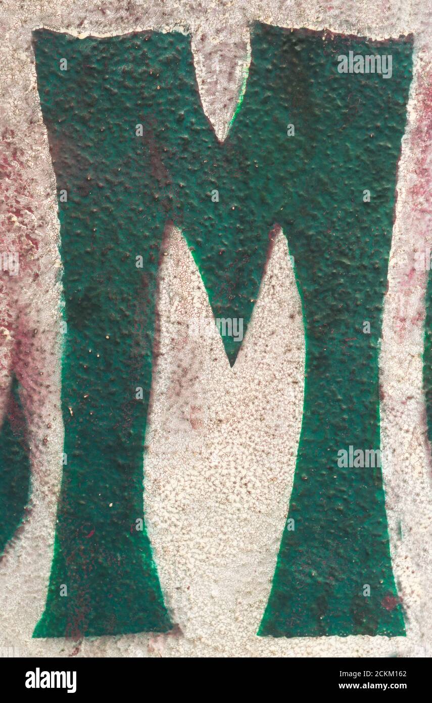 Found old, faded, worn alpha numeric individual characters A to Z , 0 ...