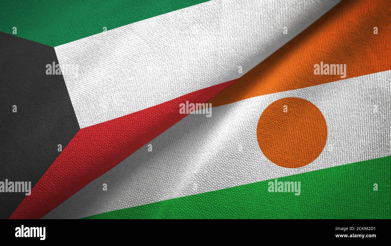 Kuwait and Niger two flags textile cloth, fabric texture Stock Photo ...
