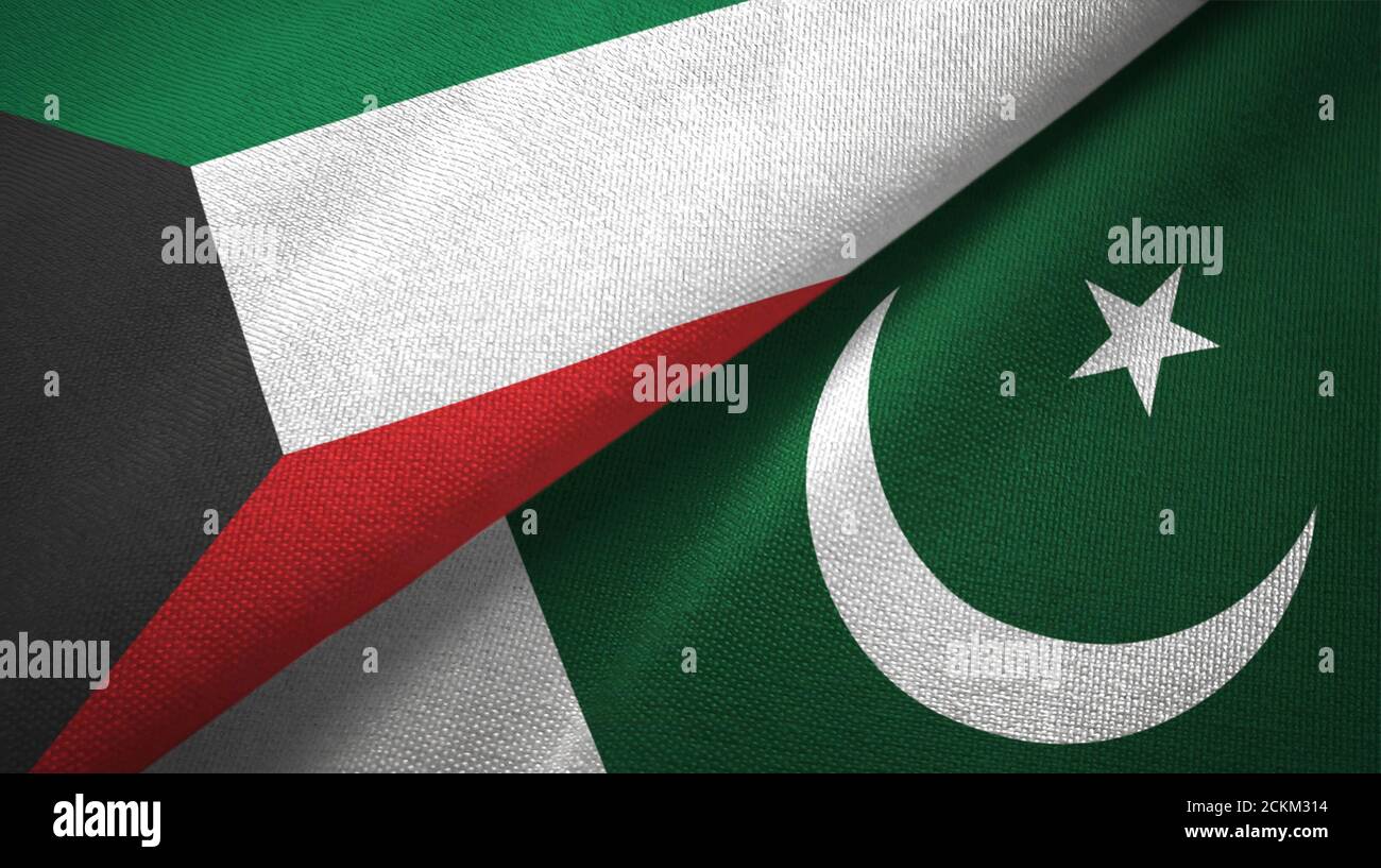 Kuwait and Pakistan two flags textile cloth, fabric texture Stock Photo ...