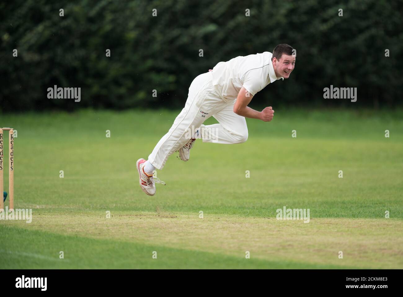 Man bowling in village cricket hi-res stock photography and images - Alamy