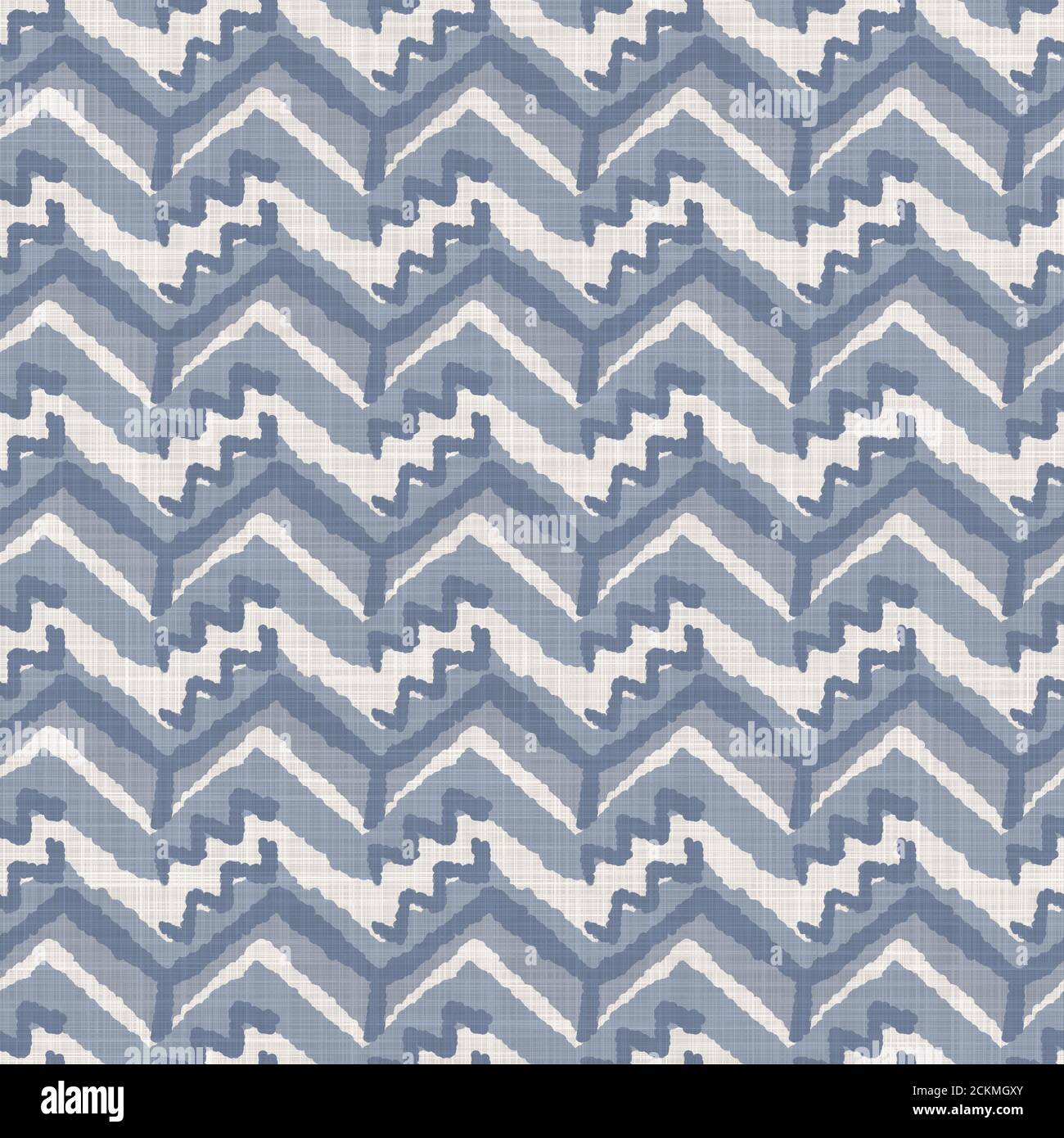 Seamless french farmhouse woven linen chevron texture. Ecru flax blue ...
