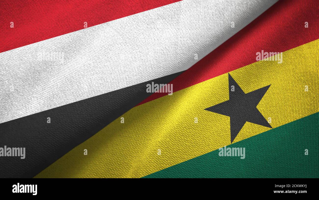 Yemen and Ghana two flags textile cloth, fabric texture Stock Photo - Alamy