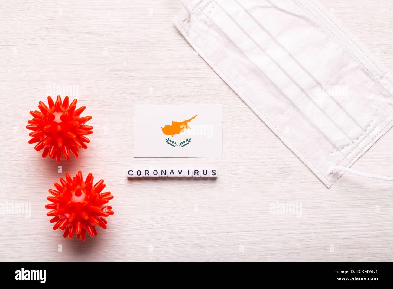 Coronavirus covid-19 concept. Top view protective breathing mask and ...