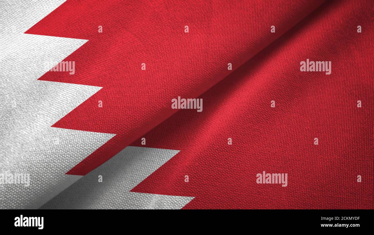 Bahrain two flags textile cloth, fabric texture Stock Photo - Alamy