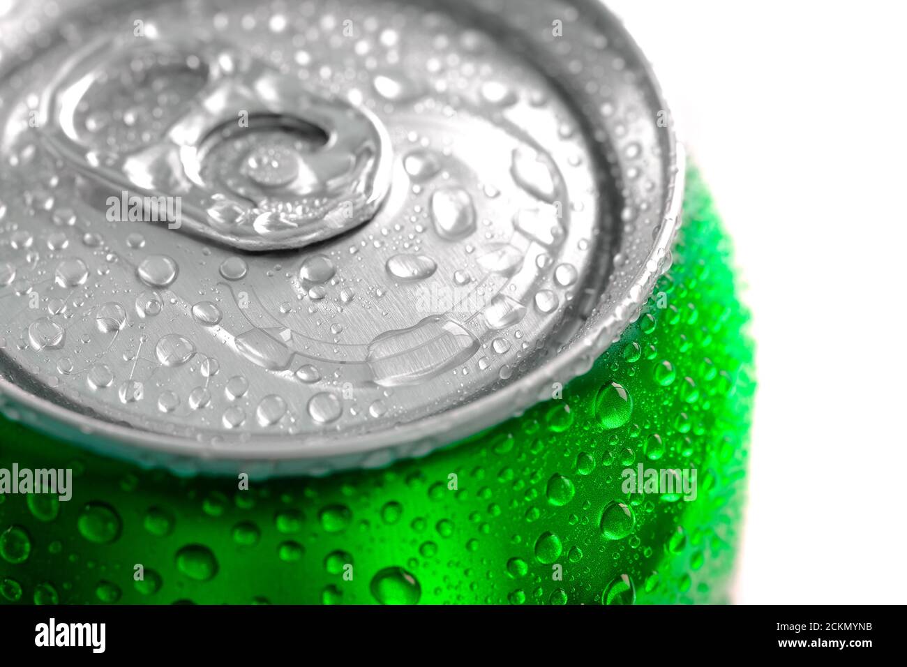 Fresh can of soda pop soft drink with water drops chilled and ...
