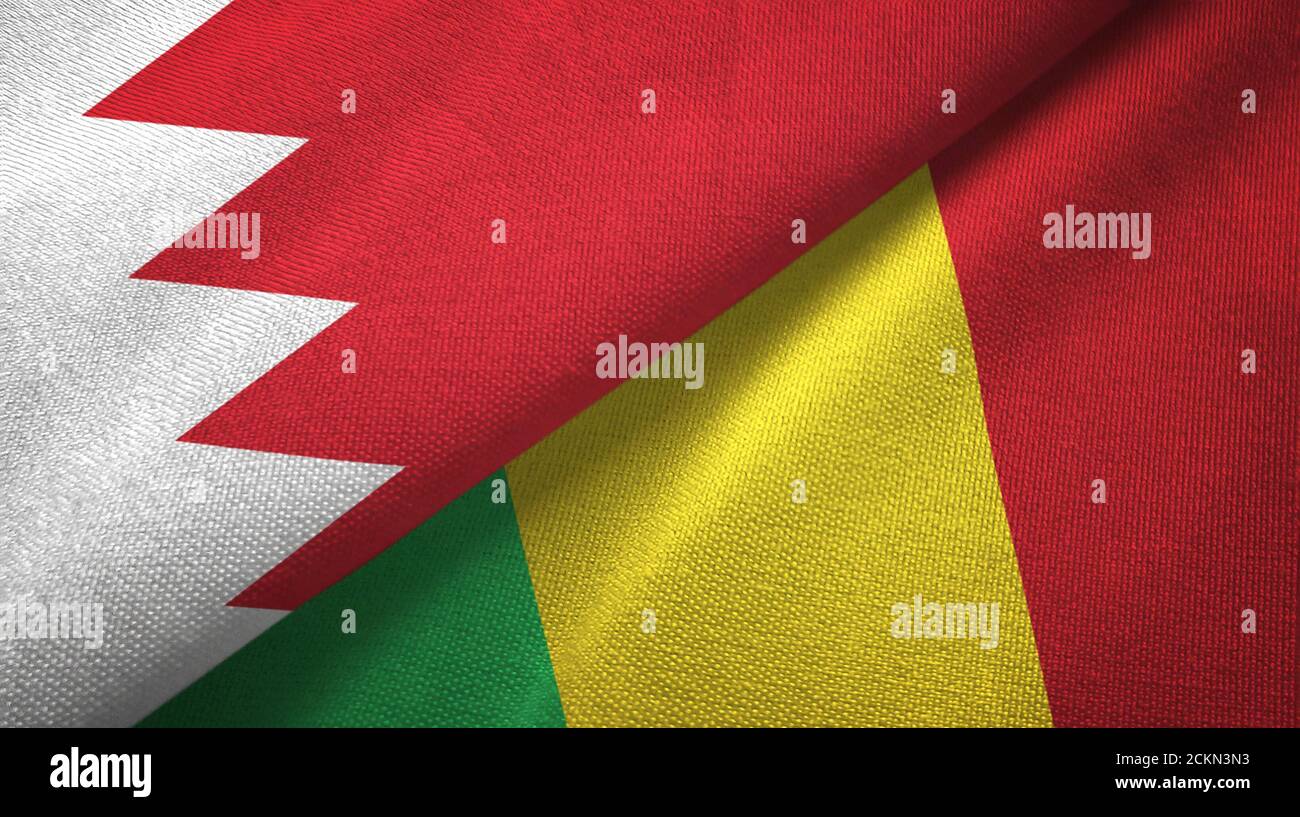 Bahrain and Mali two flags textile cloth, fabric texture Stock Photo ...