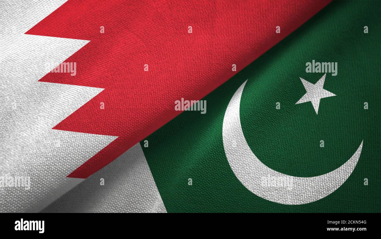 Bahrain and Pakistan two flags textile cloth, fabric texture Stock ...