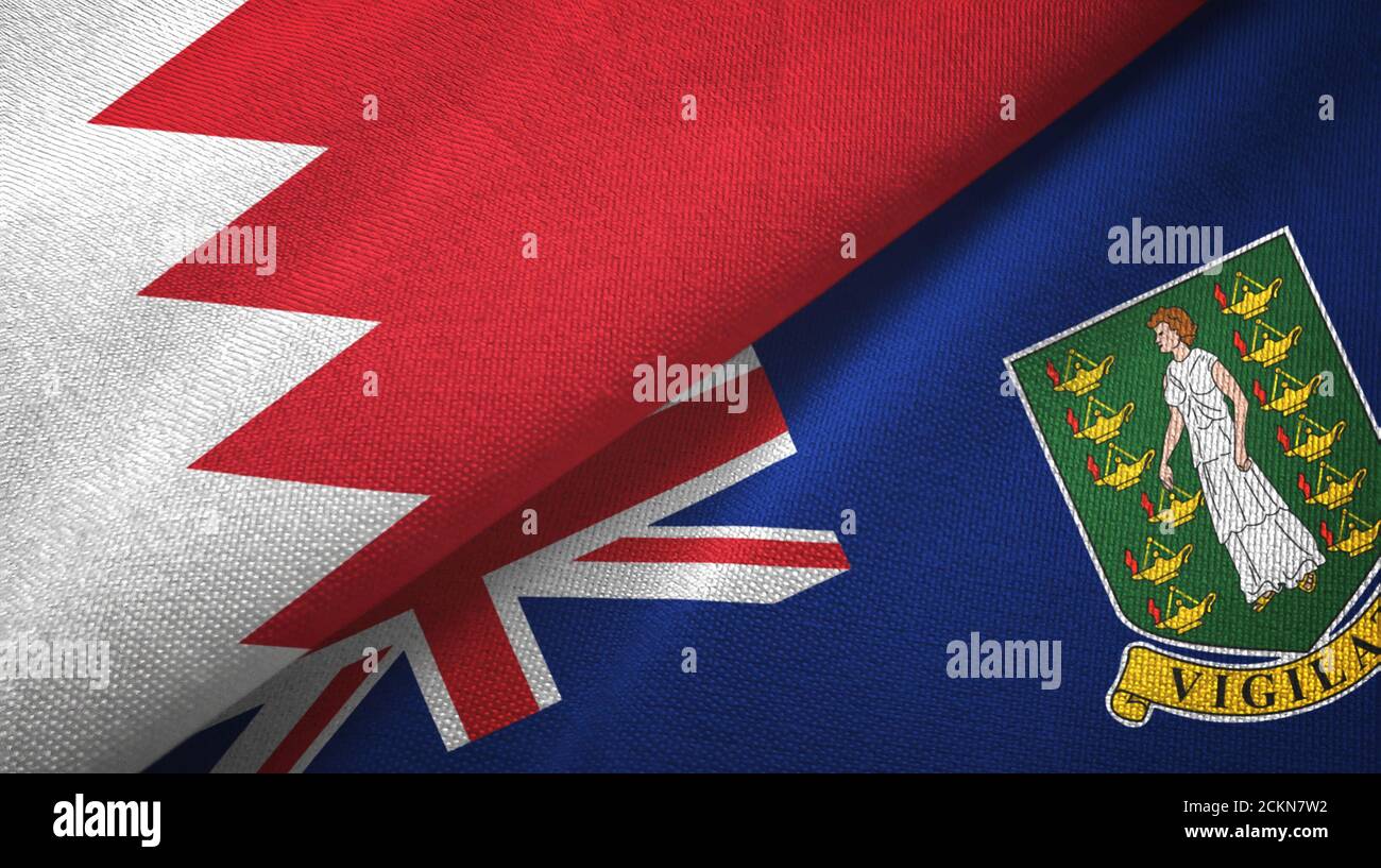 Bahrain and Virgin Islands British two flags textile cloth, fabric ...
