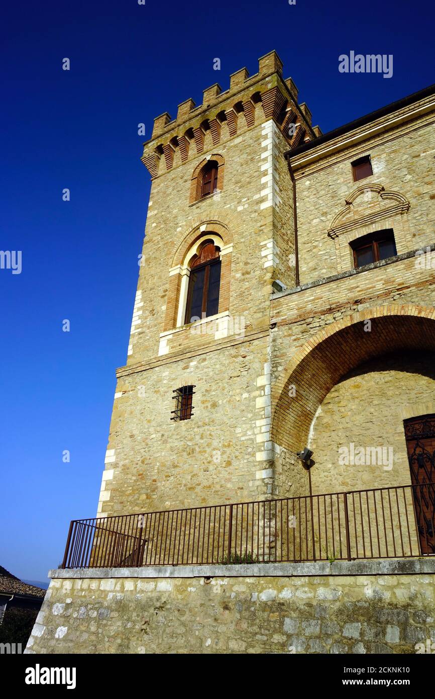 Vew of Crecchio castle small medieval village in province of Chieti ...
