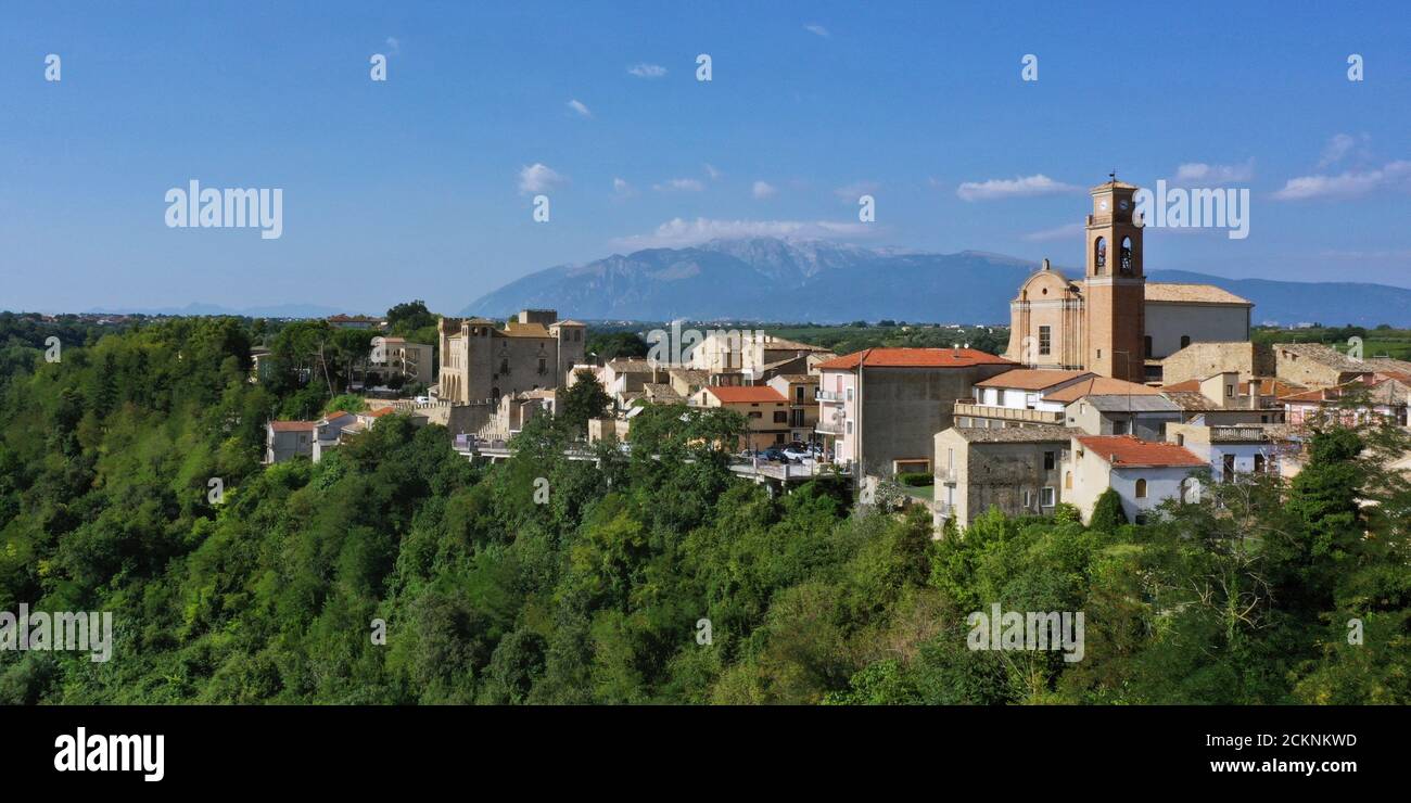 Aerial view of Crecchio small medieval village in province of Chieti ...
