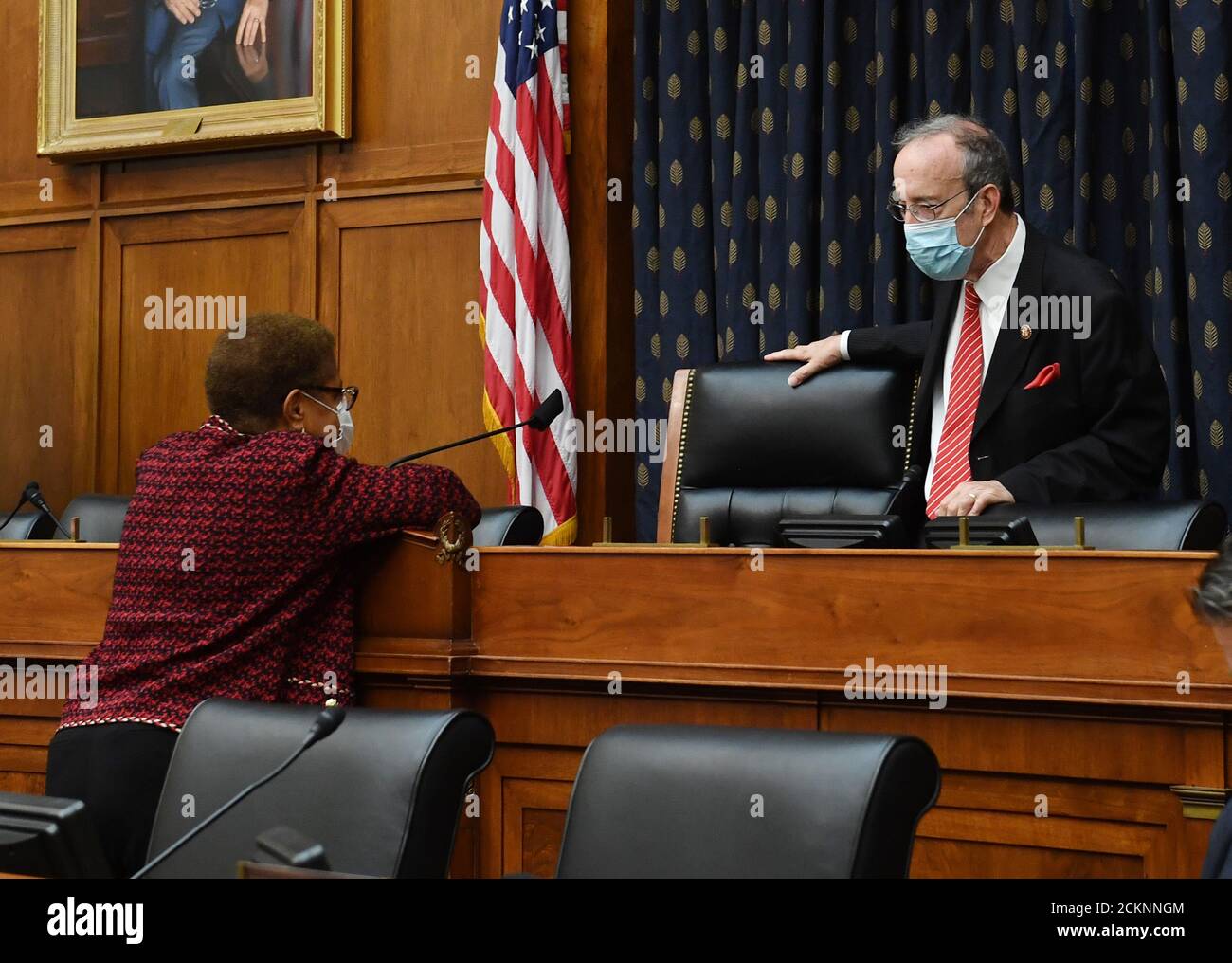 United States Representative Karen Bass (Democrat of California), left ...
