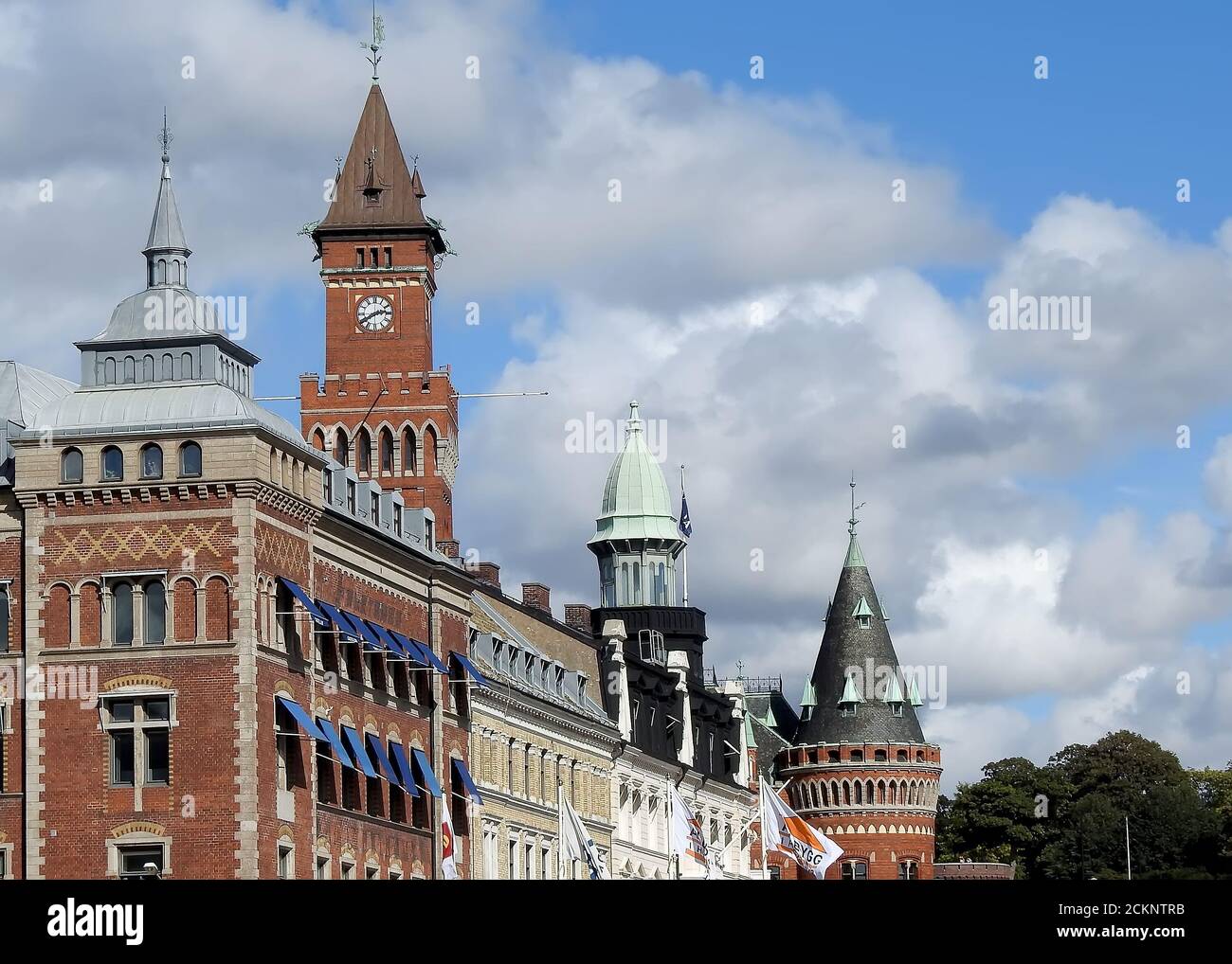 HELSINGBORG, SWEDEN - SEPTEMBER 06, 2020: The many towers that appear ...