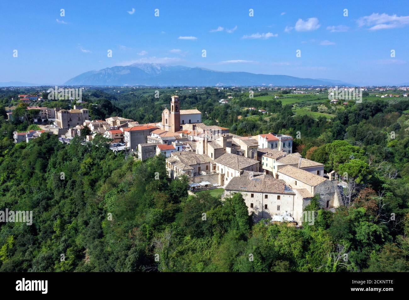 Aerial view of Crecchio small medieval village in province of Chieti ...