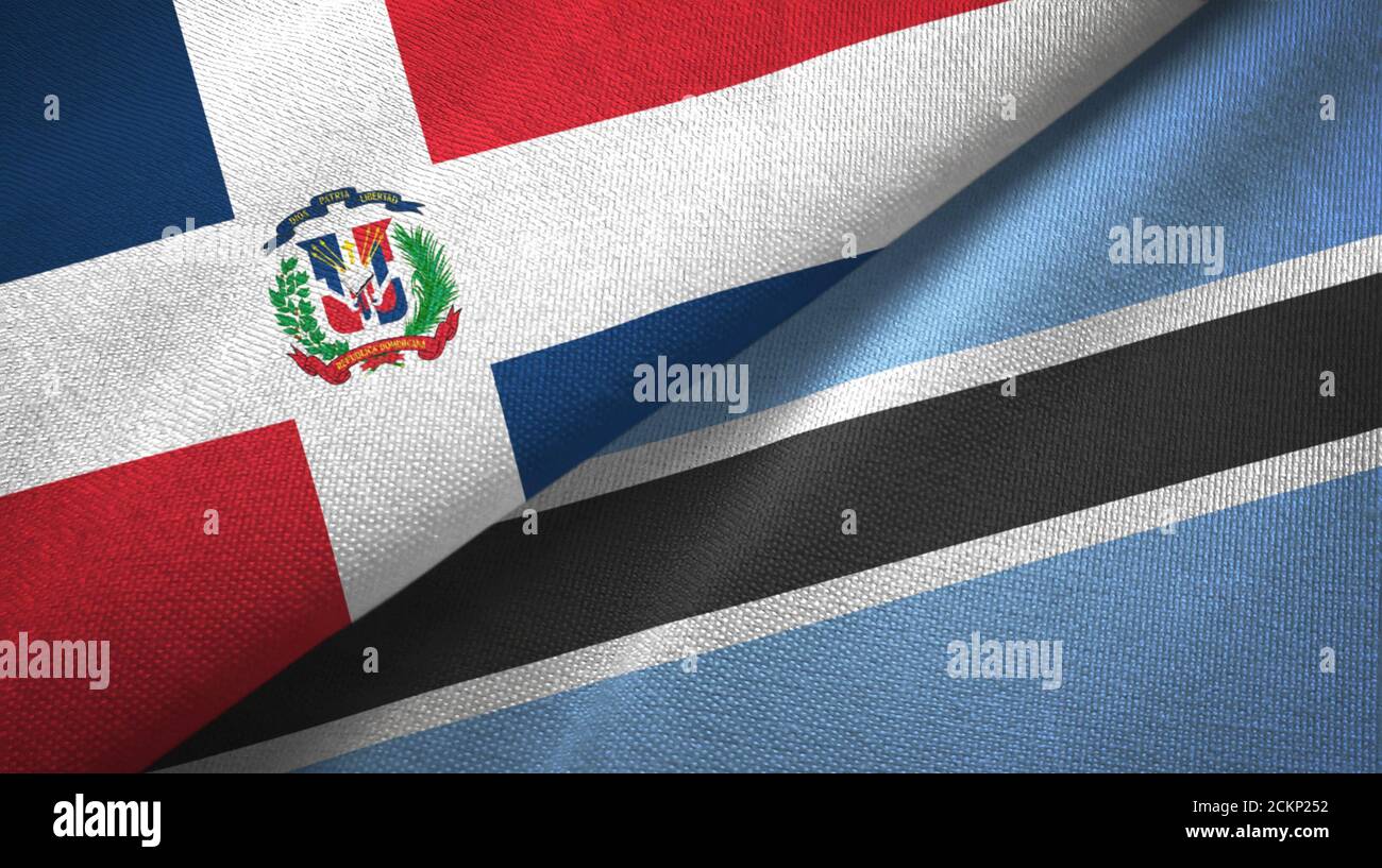 Dominican Republic and Botswana two flags textile cloth, fabric texture ...