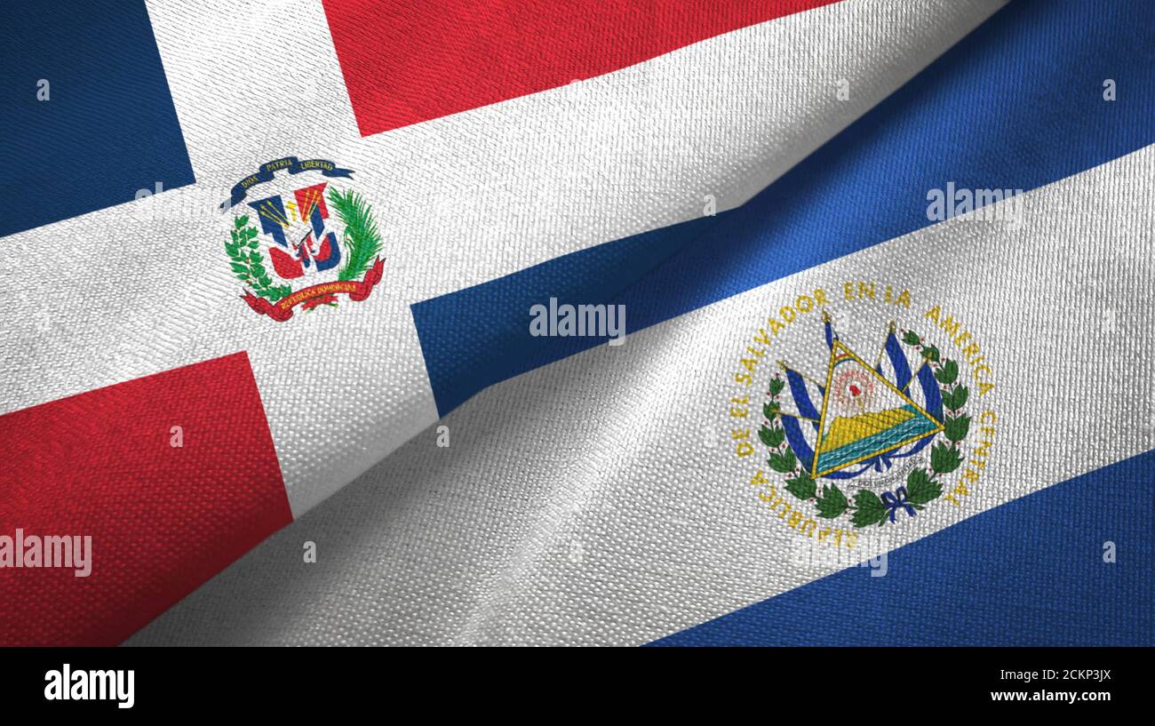 Dominican Republic and El Salvador two flags textile cloth, fabric ...