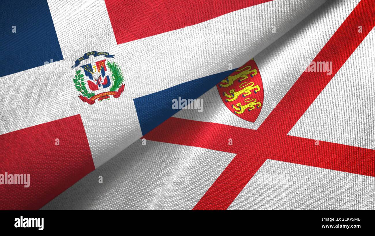 Dominican Republic and Jersey two flags textile cloth, fabric texture ...