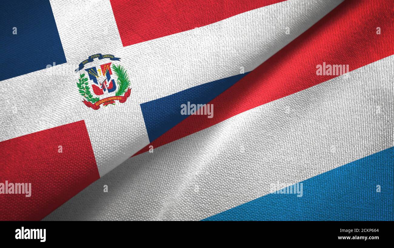 Dominican Republic and Luxembourg two flags textile cloth, fabric ...