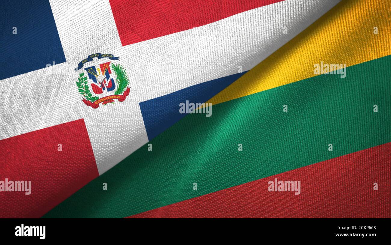 Dominican Republic and Lithuania two flags textile cloth, fabric ...
