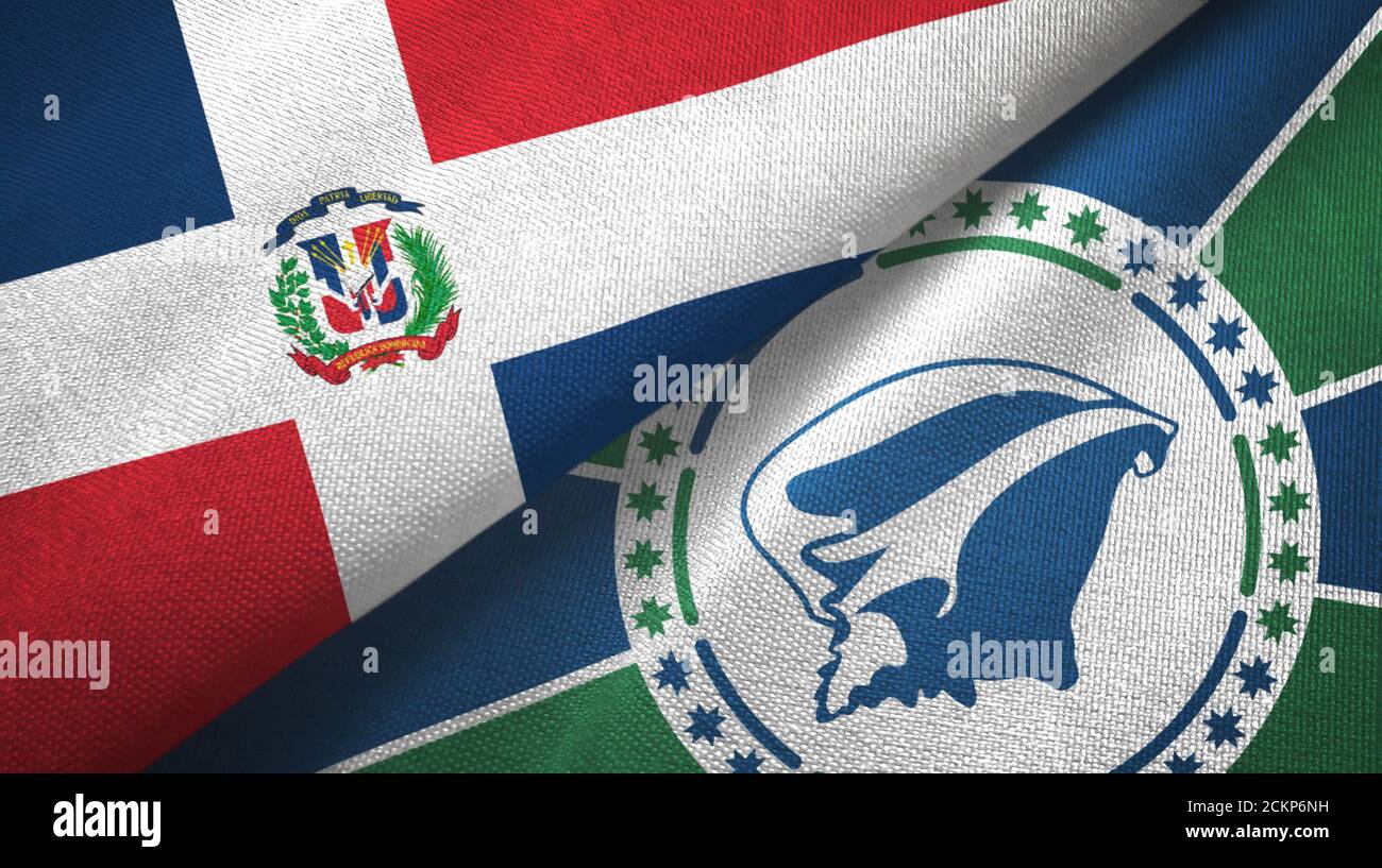 Dominican Republic and Martinique two flags textile cloth, fabric ...
