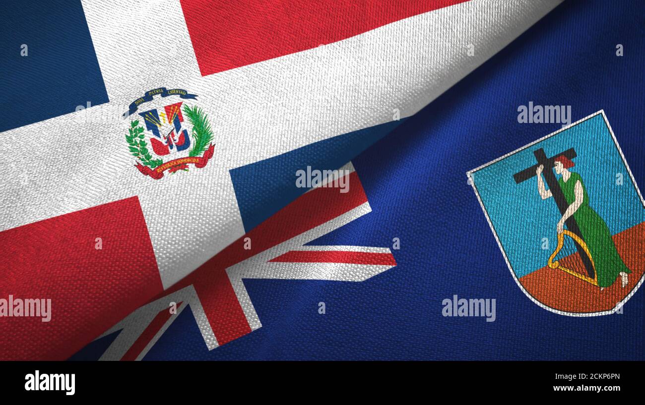 Dominican Republic and Montserrat two flags textile cloth, fabric texture Stock Photo - Alamy