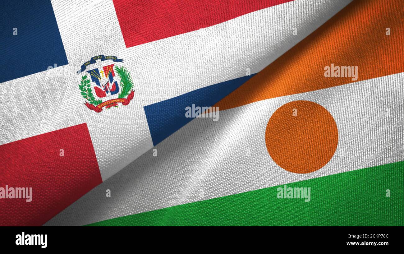 Dominican Republic and Niger two flags textile cloth, fabric texture ...