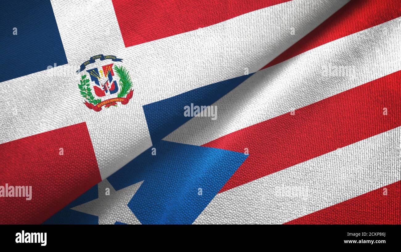 Dominican Republic and Puerto Rico two flags textile cloth, fabric ...