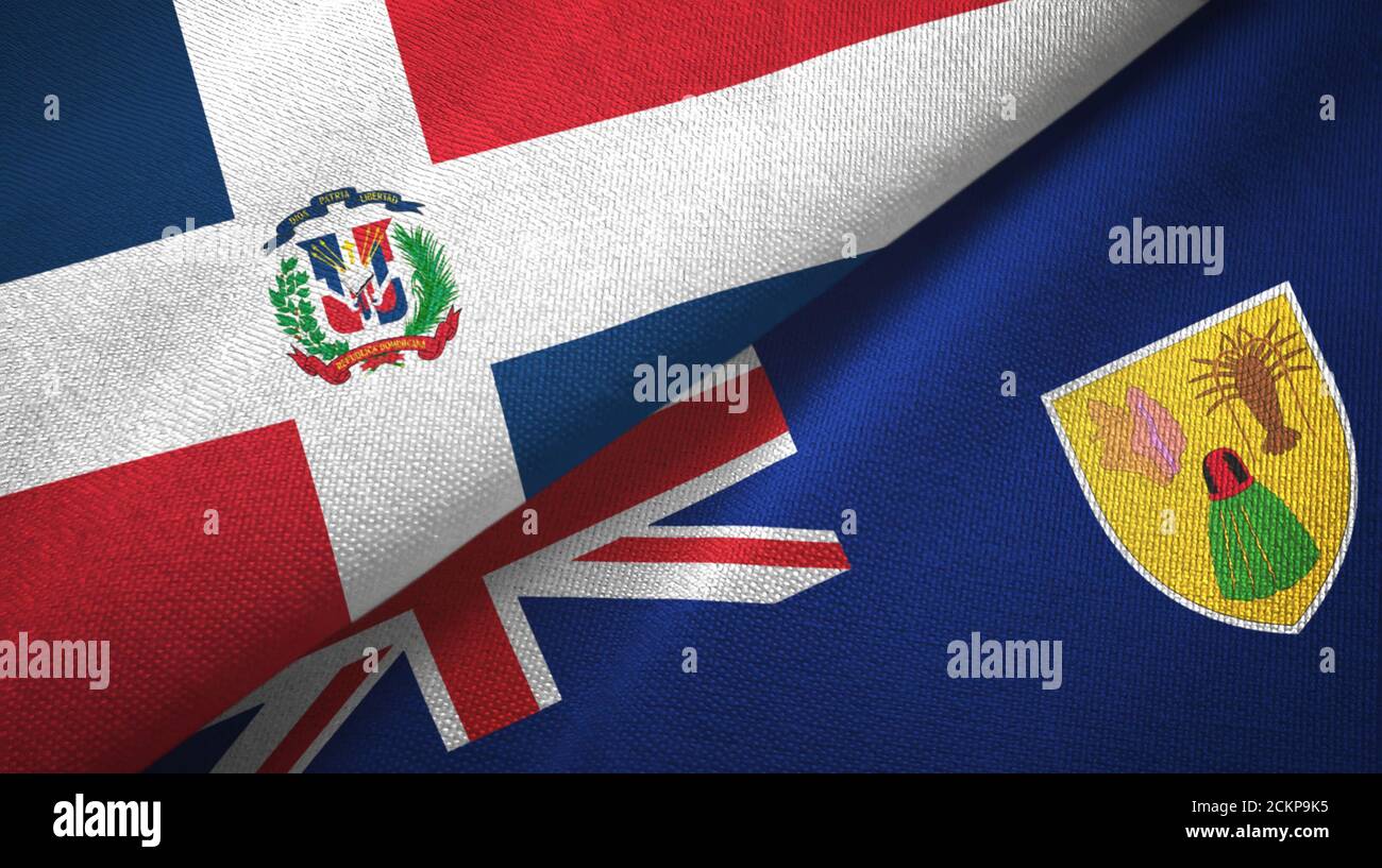 Dominican Republic and Turks and Caicos Islands two flags textile cloth ...
