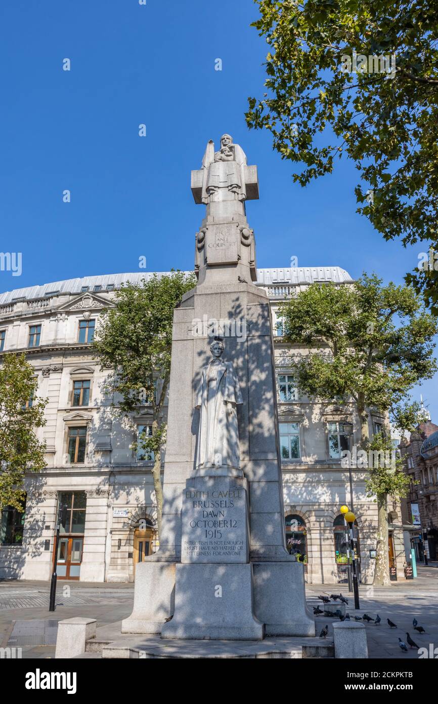 The Edith Cavell Memorial by Sir George Frampton, in St Martin's Place ...