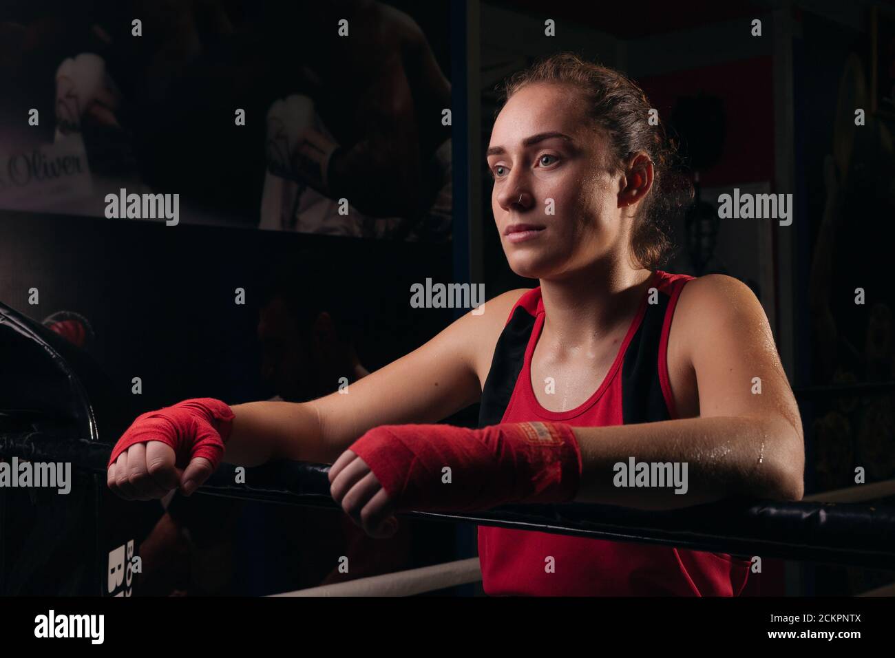 ZAPOROZHYE, UKRAINE - MARCH 11, 2020: Girl boxer in a sports club for ...