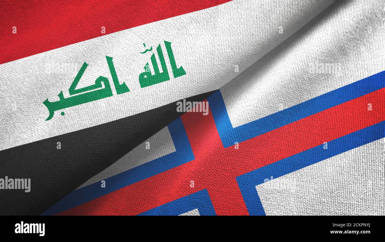 Iraq and Faroe Islands two flags textile cloth, fabric texture Stock ...