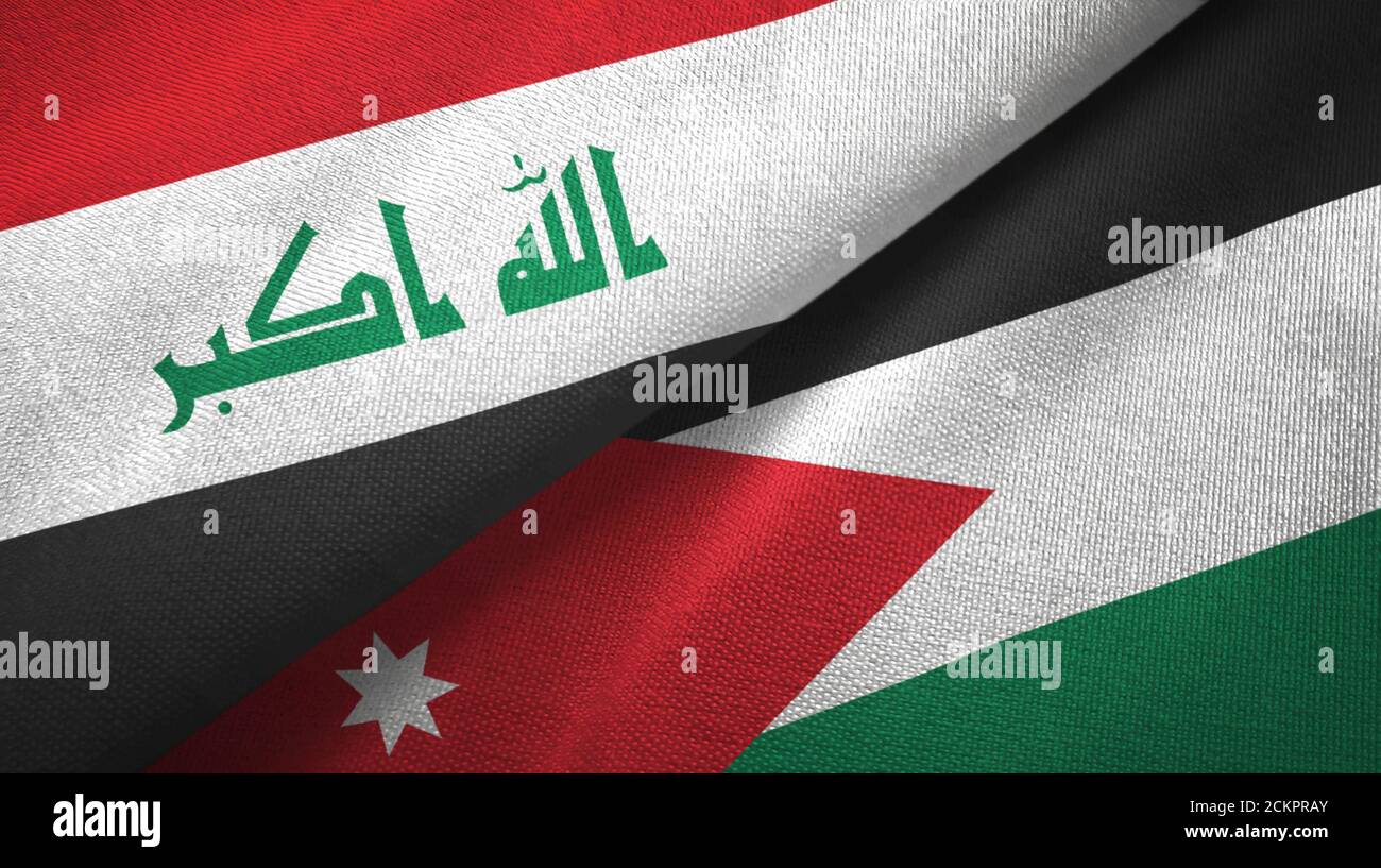 Iraq and Jordan two flags textile cloth, fabric texture Stock Photo - Alamy