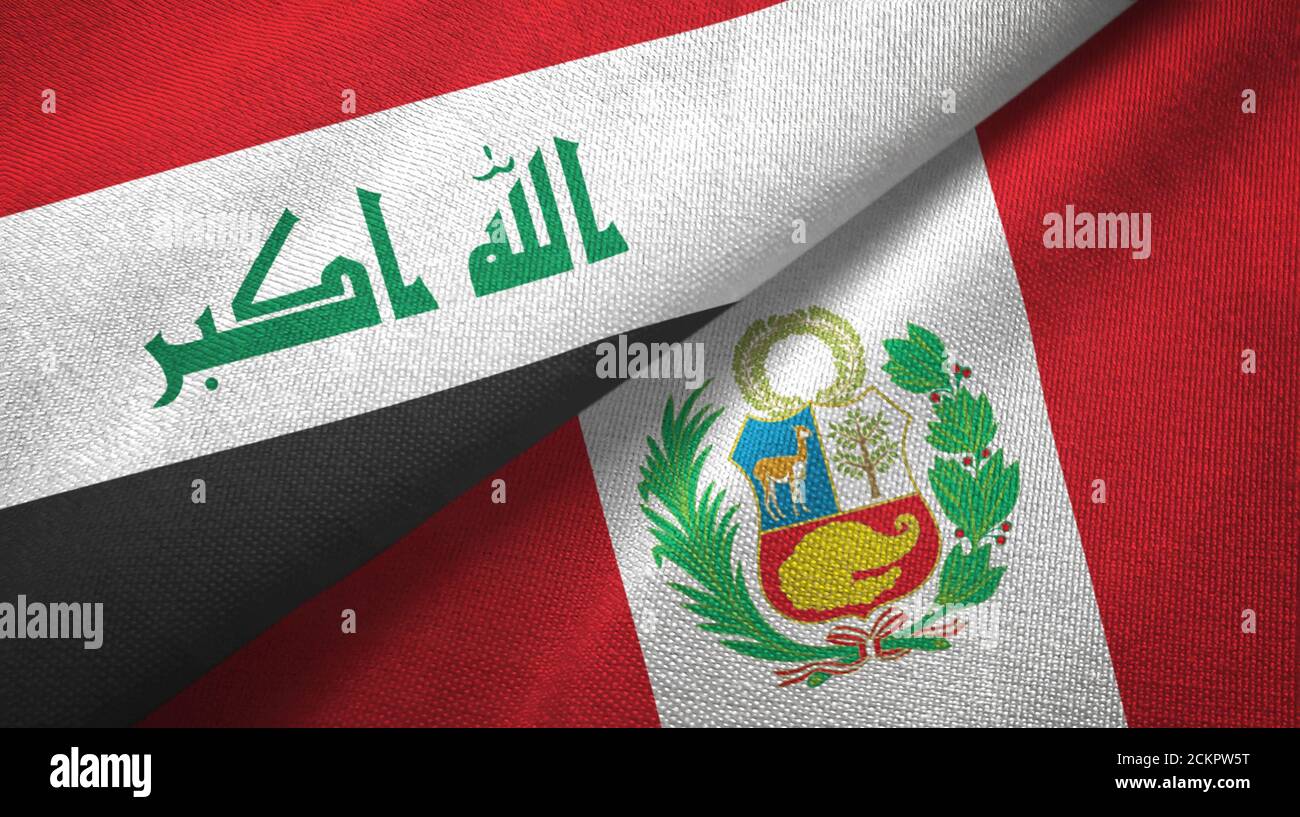 Iraq and Peru two flags textile cloth, fabric texture Stock Photo - Alamy