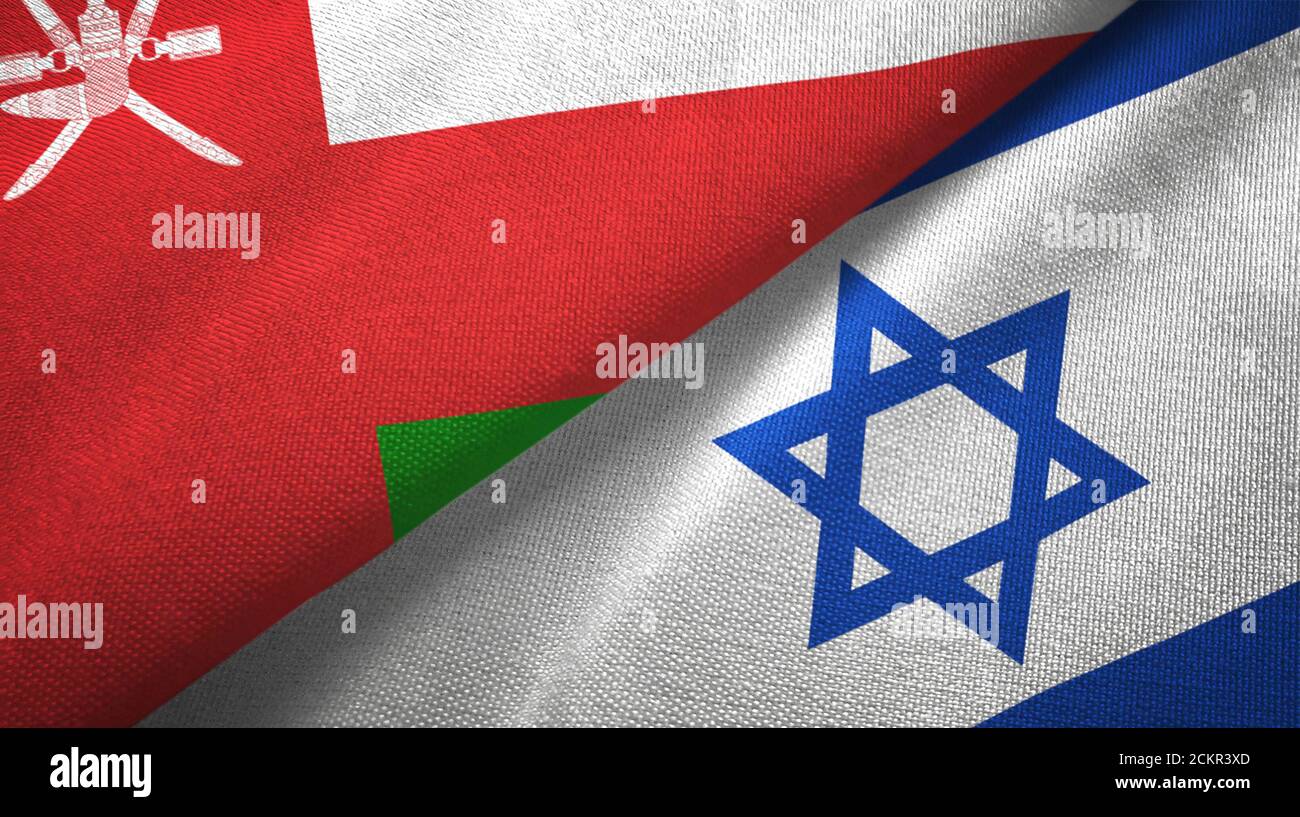 Oman and Israel two flags textile cloth, fabric texture Stock Photo - Alamy
