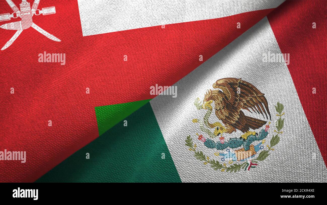 Oman and Mexico two flags textile cloth, fabric texture Stock Photo - Alamy