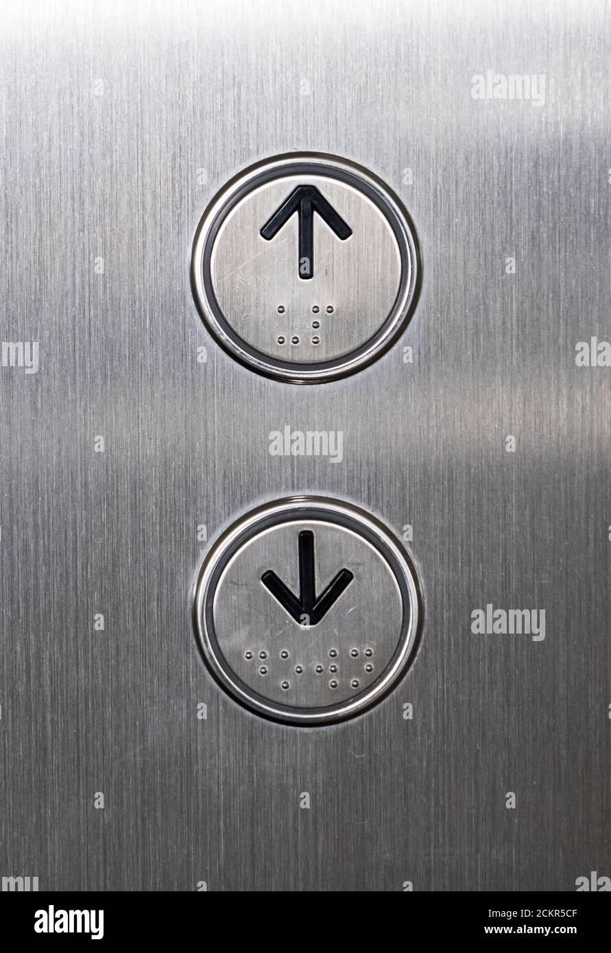 Up arrow in elevator hi-res stock photography and images - Alamy