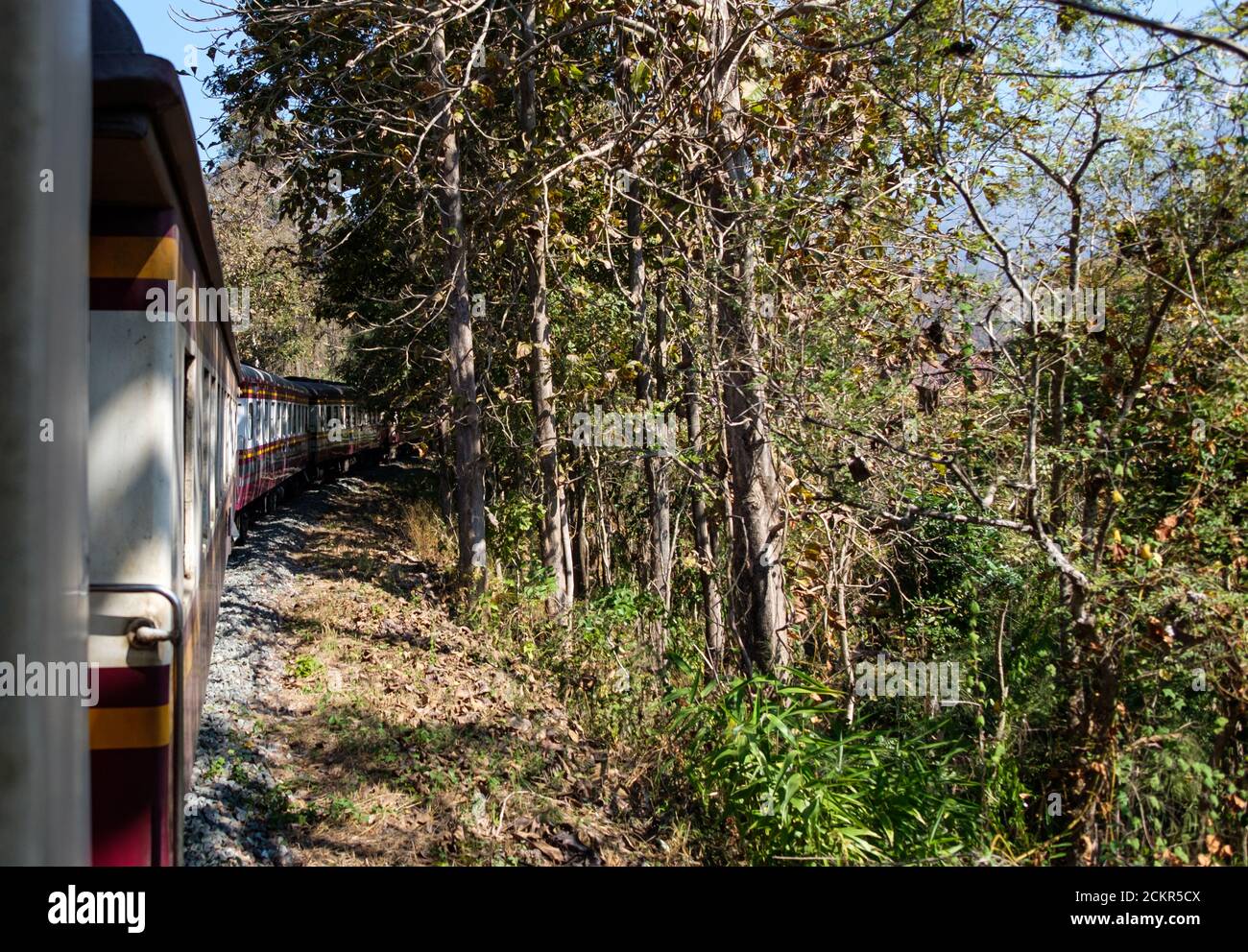 The express train is going to the hilltop along with the mountain range ...