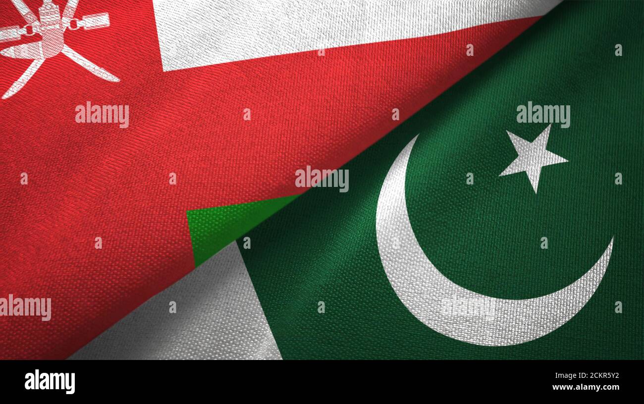 Oman and Pakistan two flags textile cloth, fabric texture Stock Photo ...