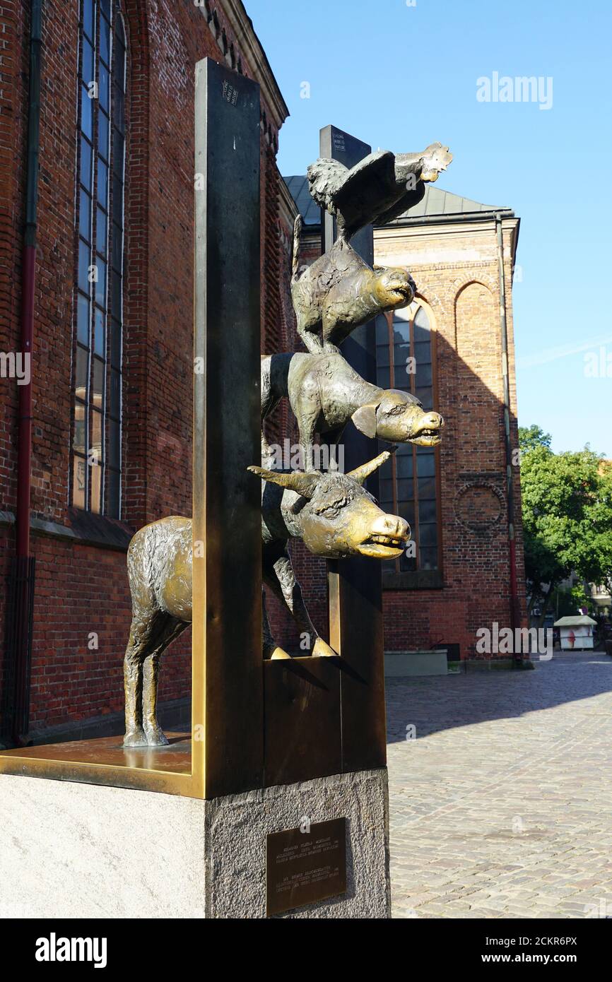 Statue of the Town Musicians of Bremen, Riga, Latvia, Europe Stock ...