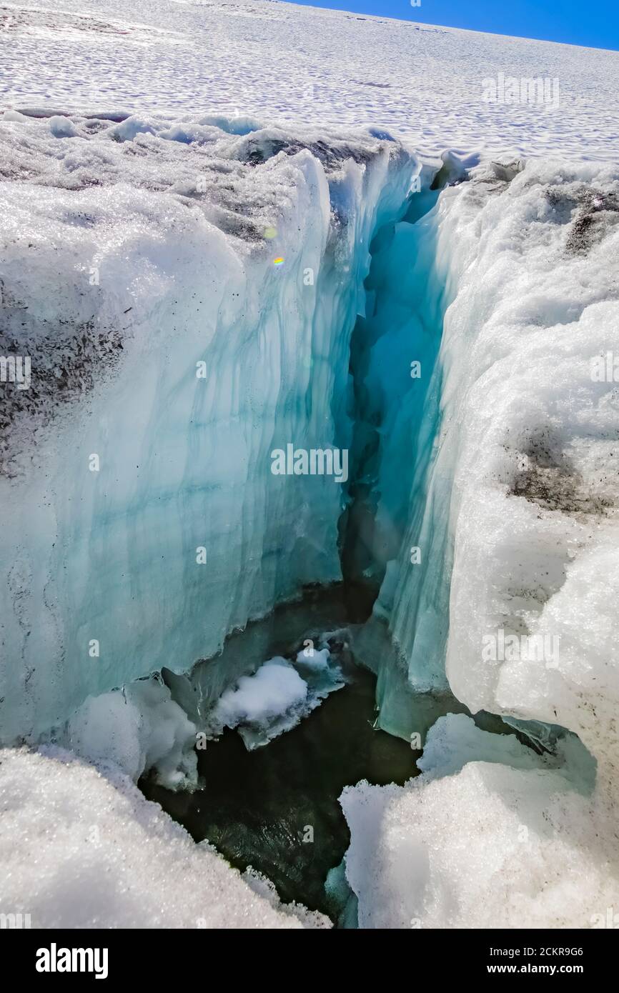 Crevasse in Coleman Glacier on Heliotrope Ridge below Mount Baker ...