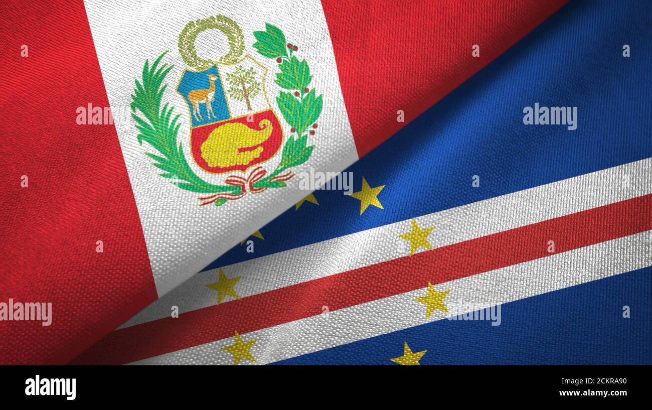 Peru and Cape Cabo Verde two flags textile cloth, fabric texture Stock ...