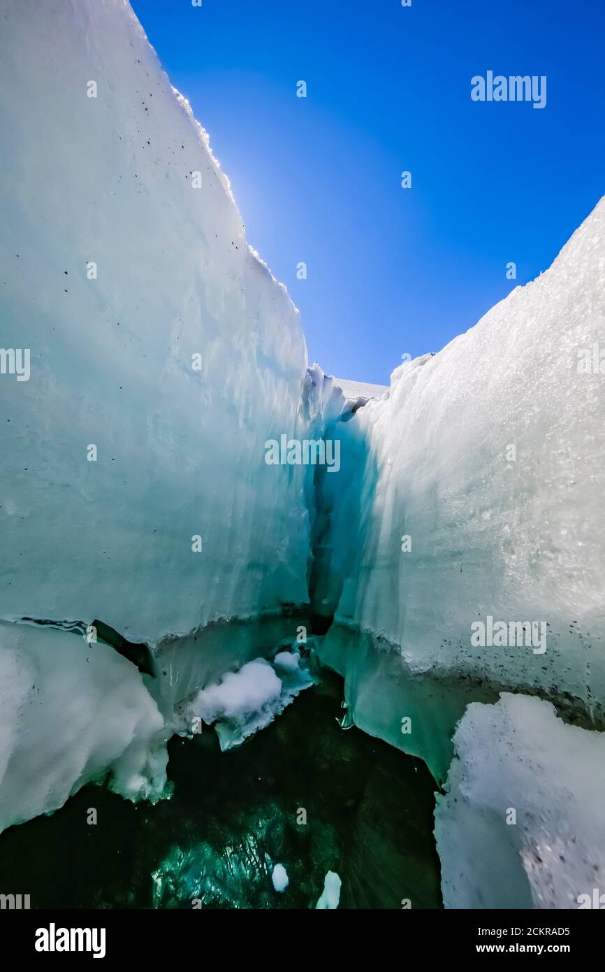 Crevasse in Coleman Glacier on Heliotrope Ridge below Mount Baker ...